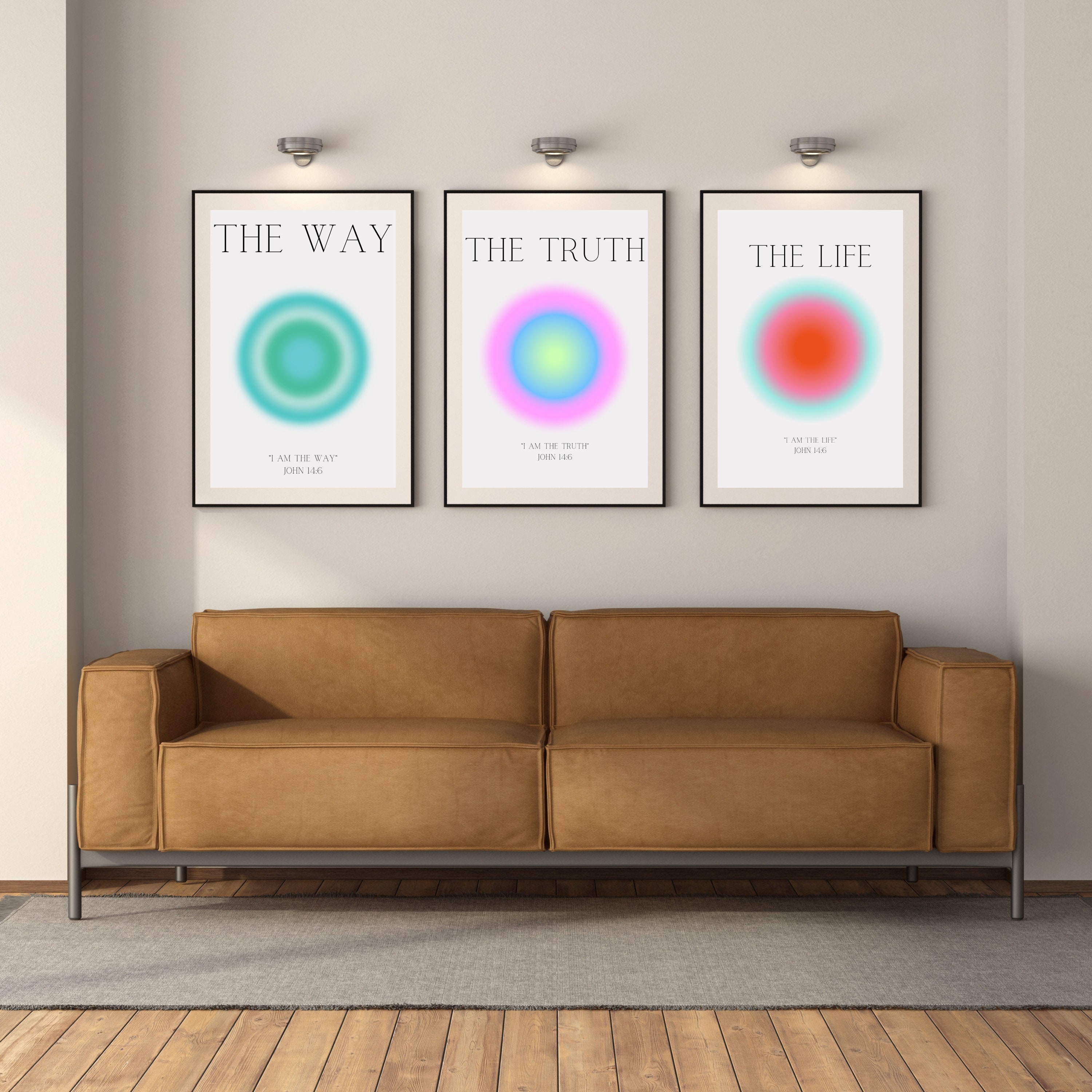 Jesus Aura Poster Set of 3 the Way the Truth the Life Wall Art ...