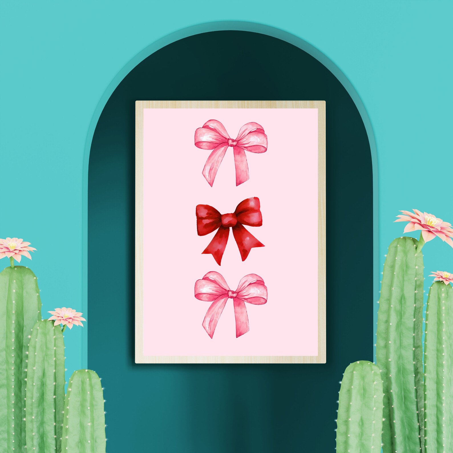 Trendy Coquette Pink Bows Wall Art Nursery Decor Aesthetic Ribbon ...