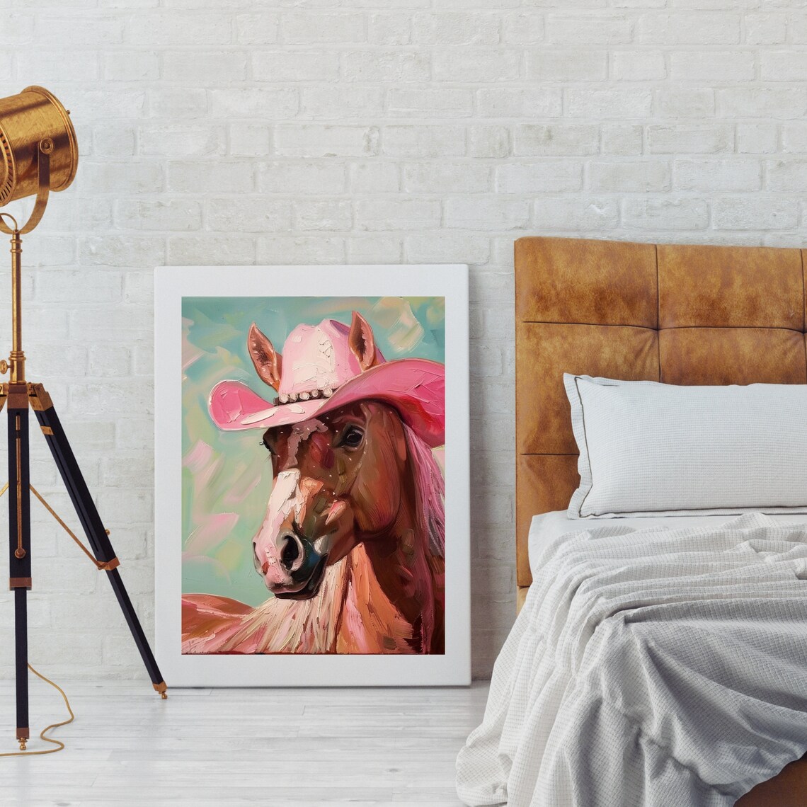 Brown Horse With Cowboy Hat Poster Western Print Girly Pink Room Wall ...
