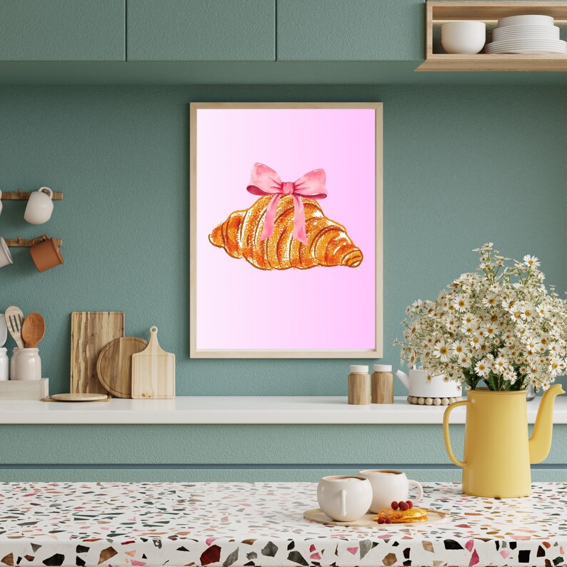 Croissant Print Modern Aesthetic Wall Art Food Print Breakfast Poster ...