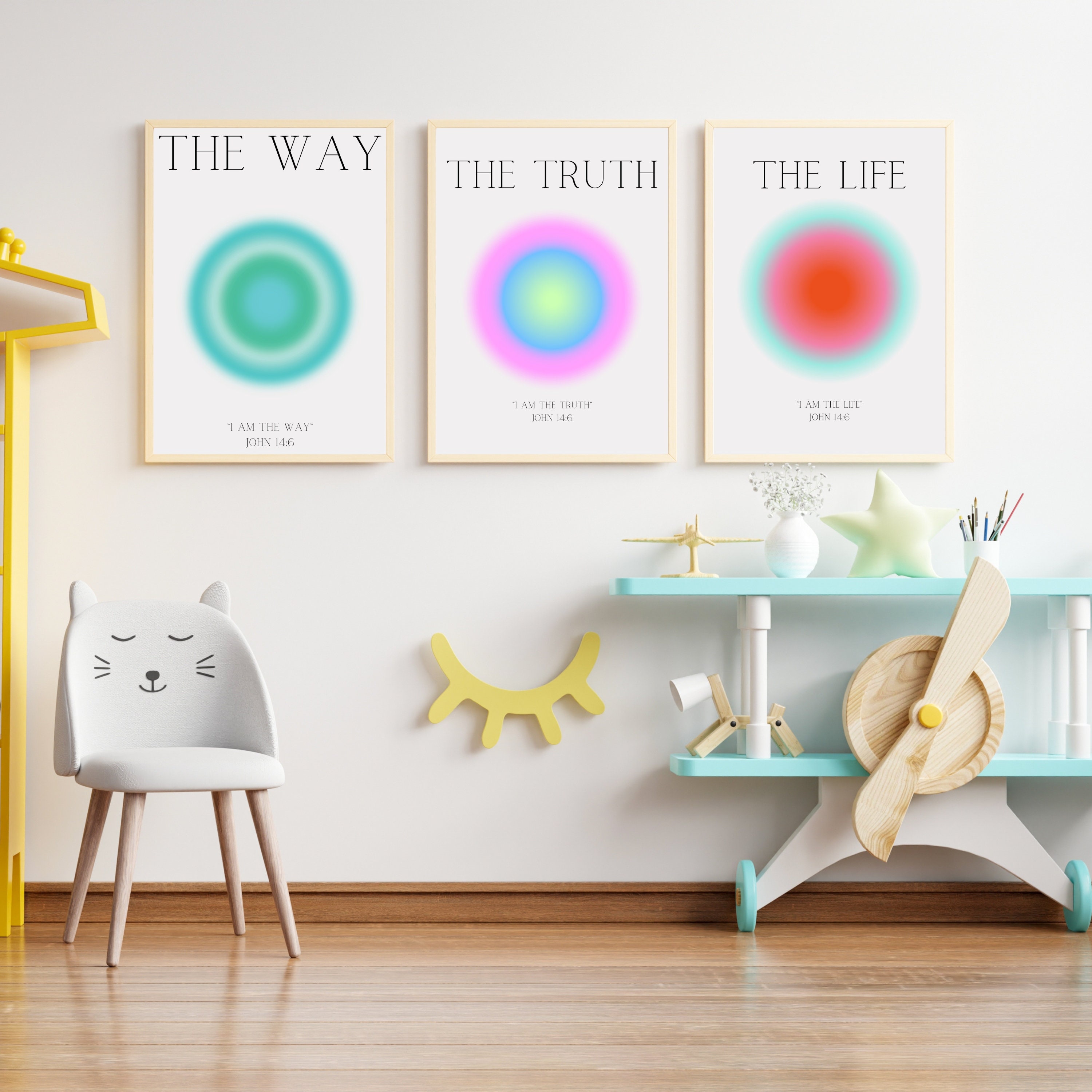 Jesus Aura Poster Set of 3 the Way the Truth the Life Wall Art ...