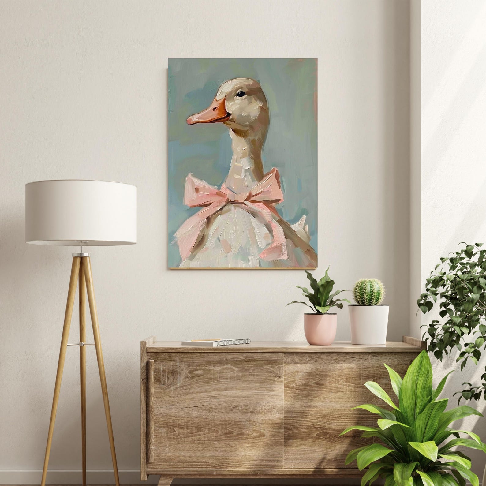 Cute Duck With Pink Bow Printable, Vintage Duck Nursery Wall Art ...