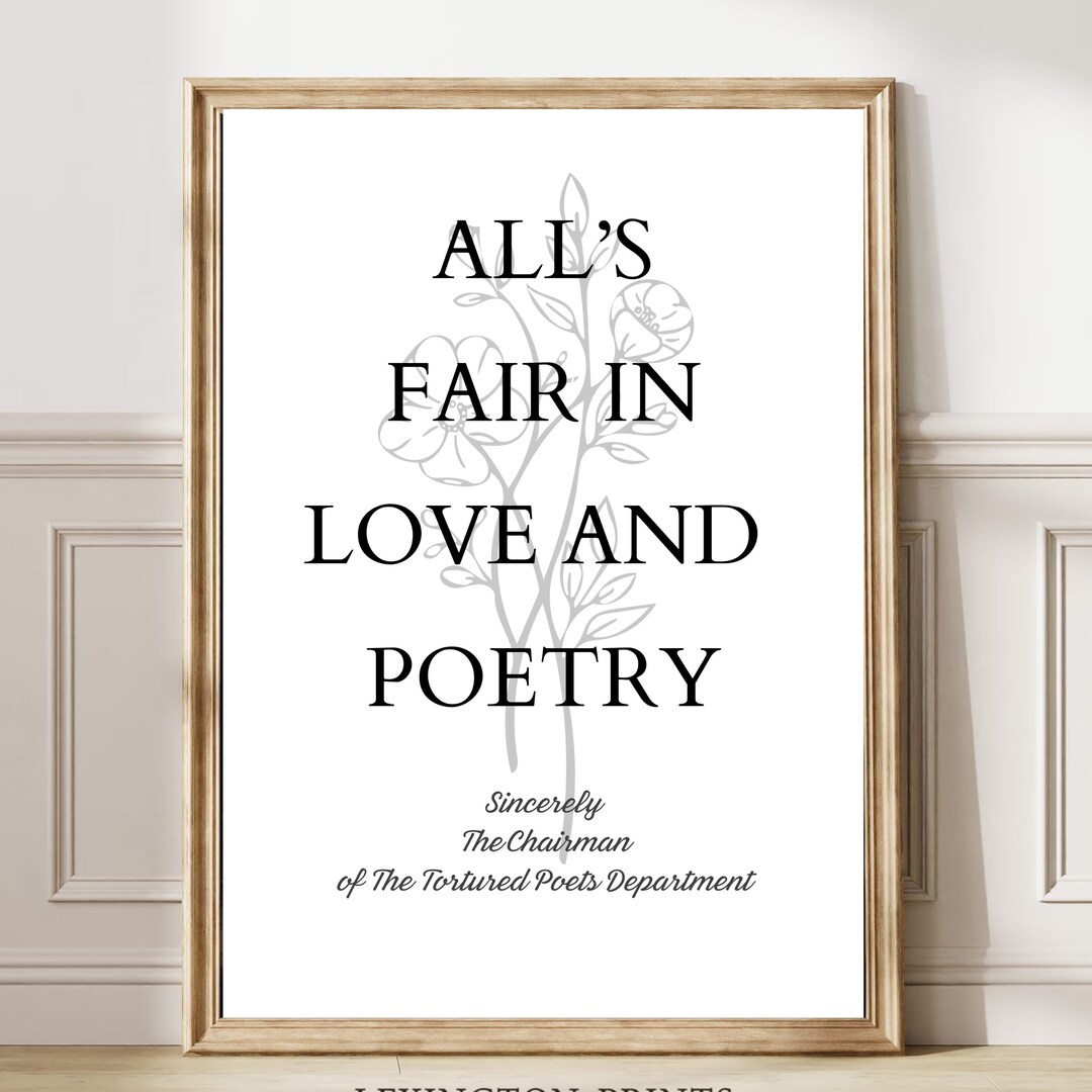 All’s Fair in Love and Poetry Art the Tortured Poets Department Poster ...