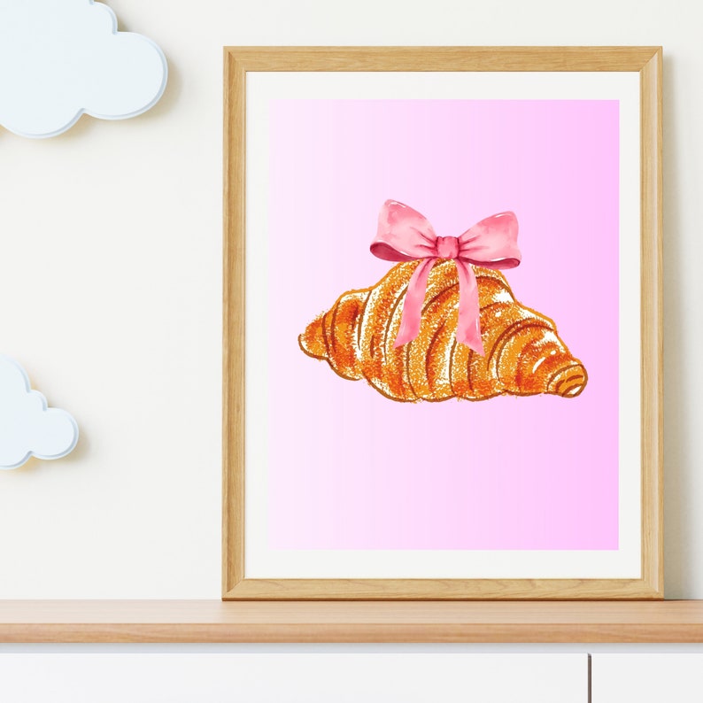 Croissant Print Modern Aesthetic Wall Art Food Print Breakfast Poster ...