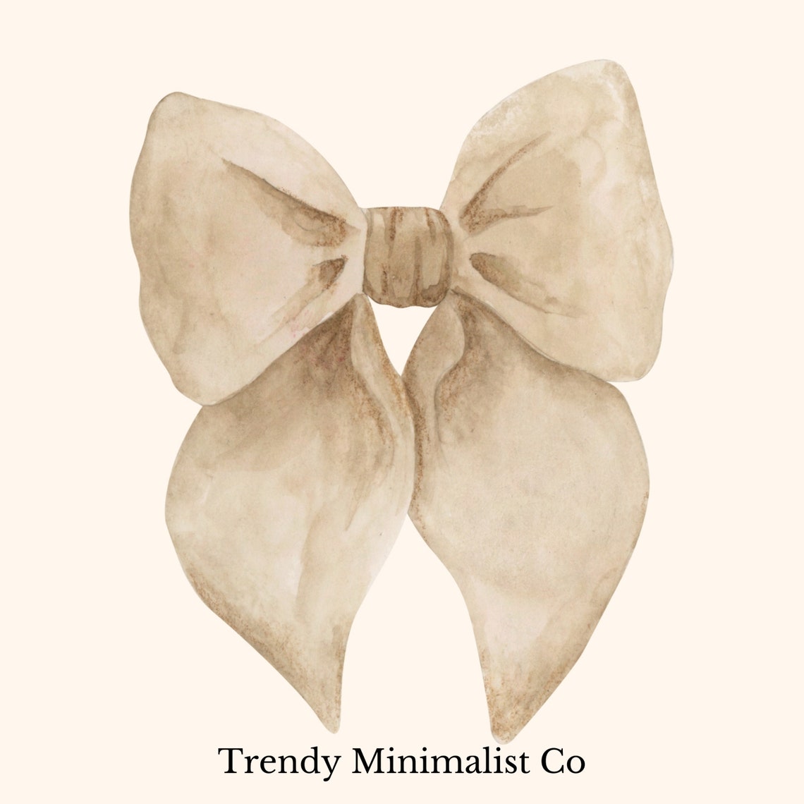 Coquette Beige Bow Art Girlie Minimalist Illustration Trendy Nursery ...