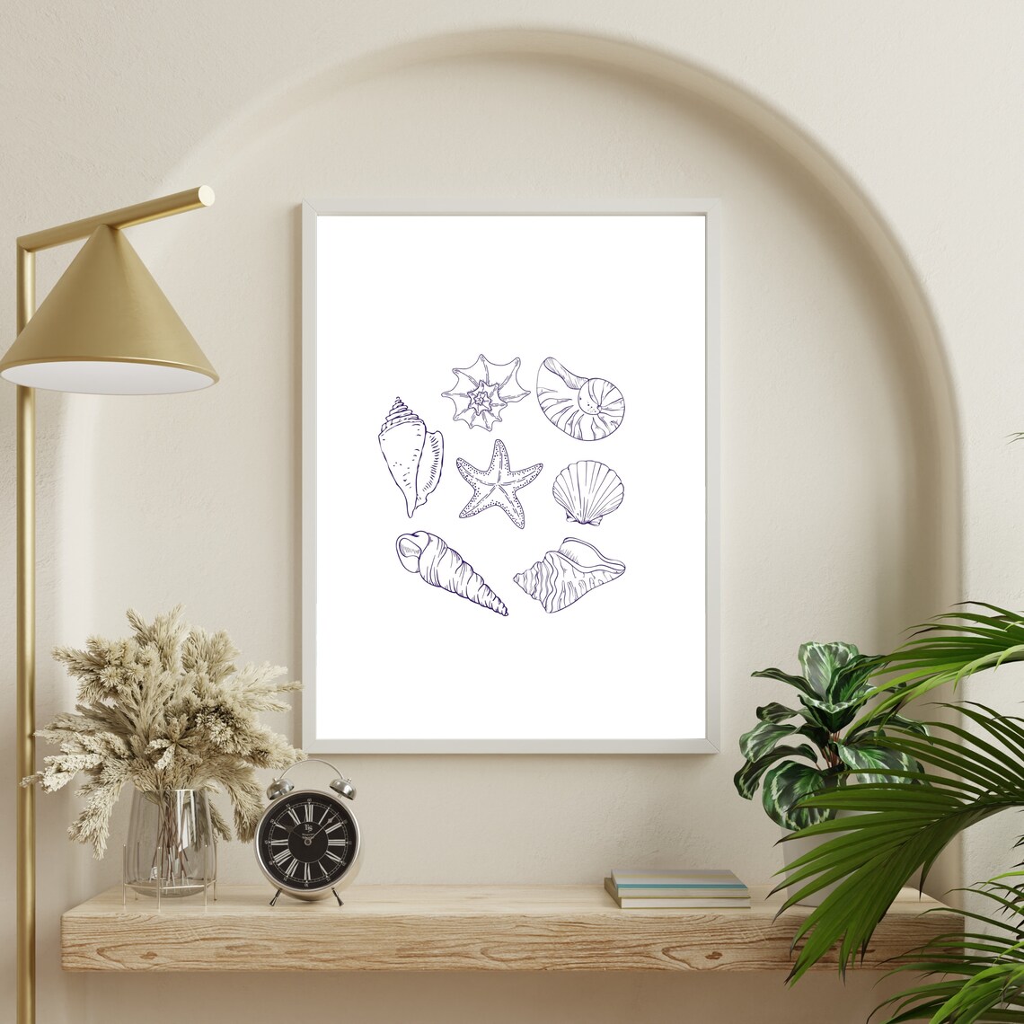 Blue Seashells Art Printable Coastal Wall Art Aesthetic Beach House ...