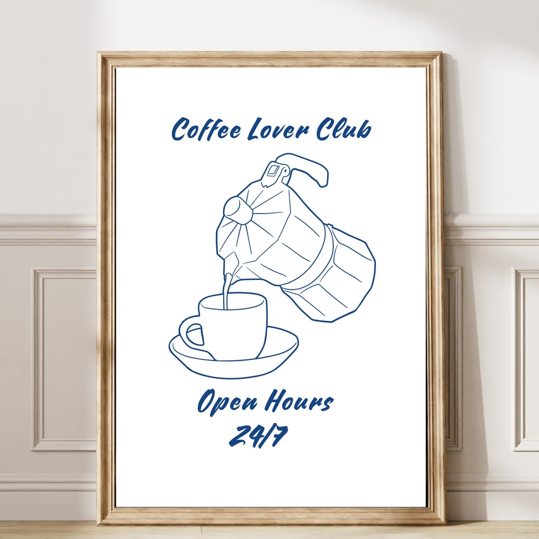 Coffee Lover Club Print Modern Aesthetic Wall Art Vintage Coffee Poster ...