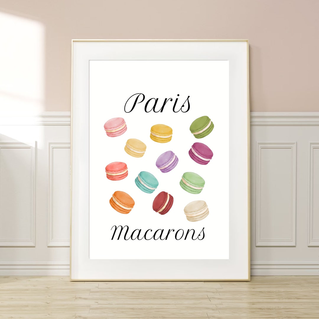 Macaroon Kitchen Wall Art Trendy Minimalist Decor Boho French Macarons ...
