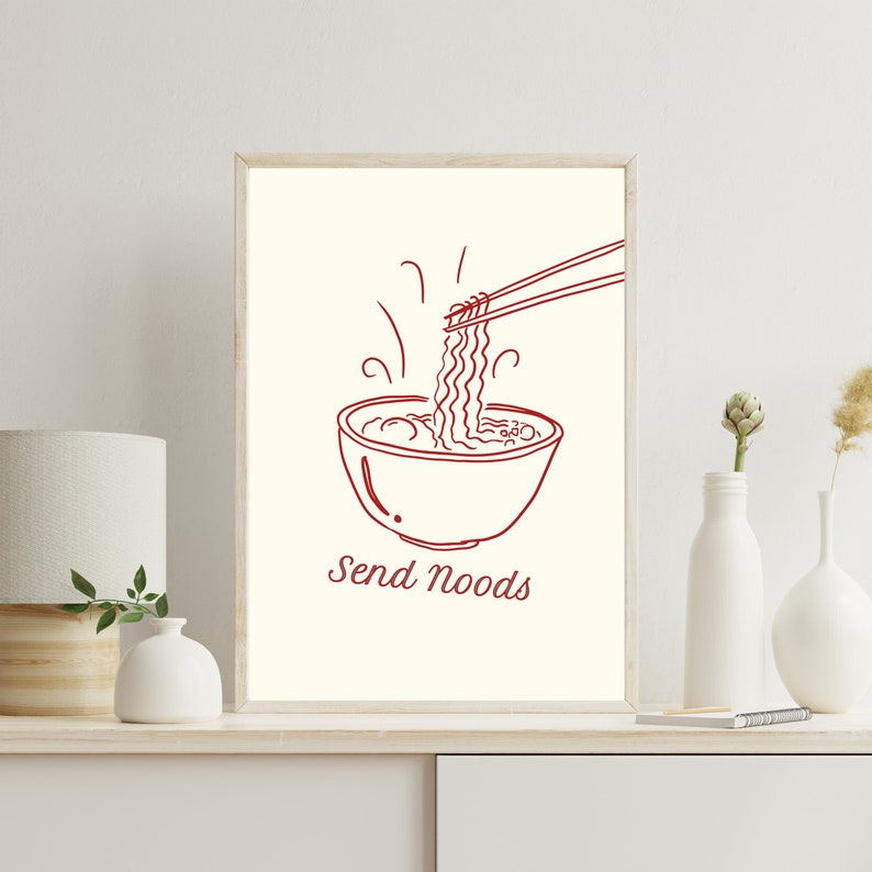 Noodles Wall Art Cute Aesthetic Kitchen Wall Art Minimalist Food Print ...