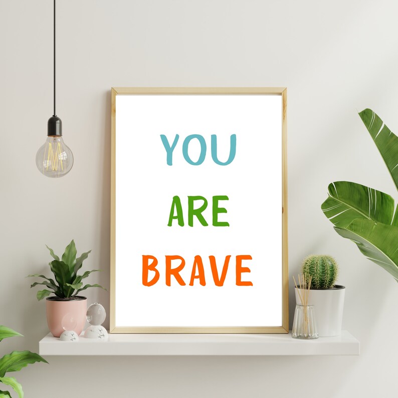 You Are Brave Quote Print Preppy Printable Dorm Room Art Trendy Boy ...