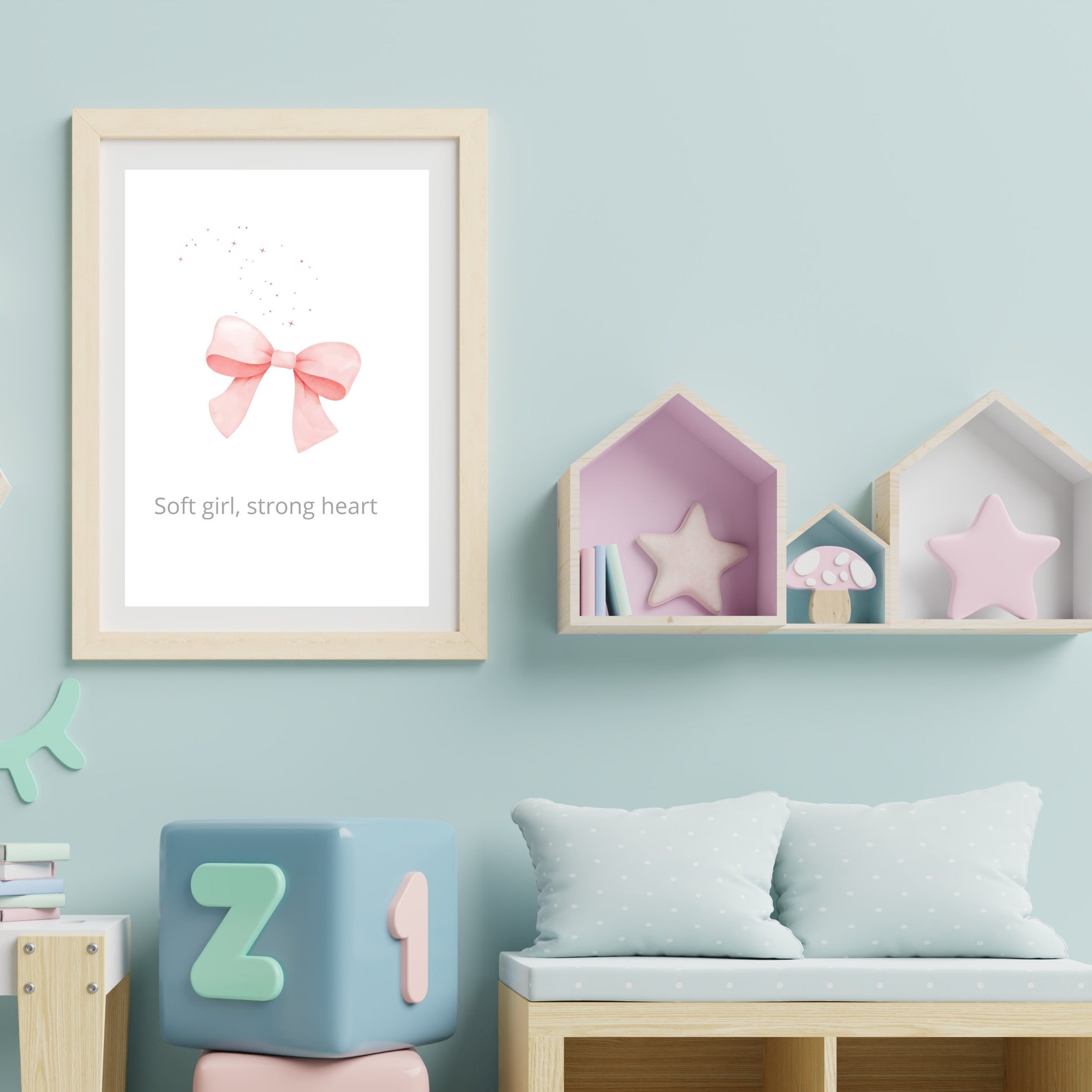 Soft Girl Print Coquette Pink Bow Art Girlie Wall Art Trendy Nursery ...