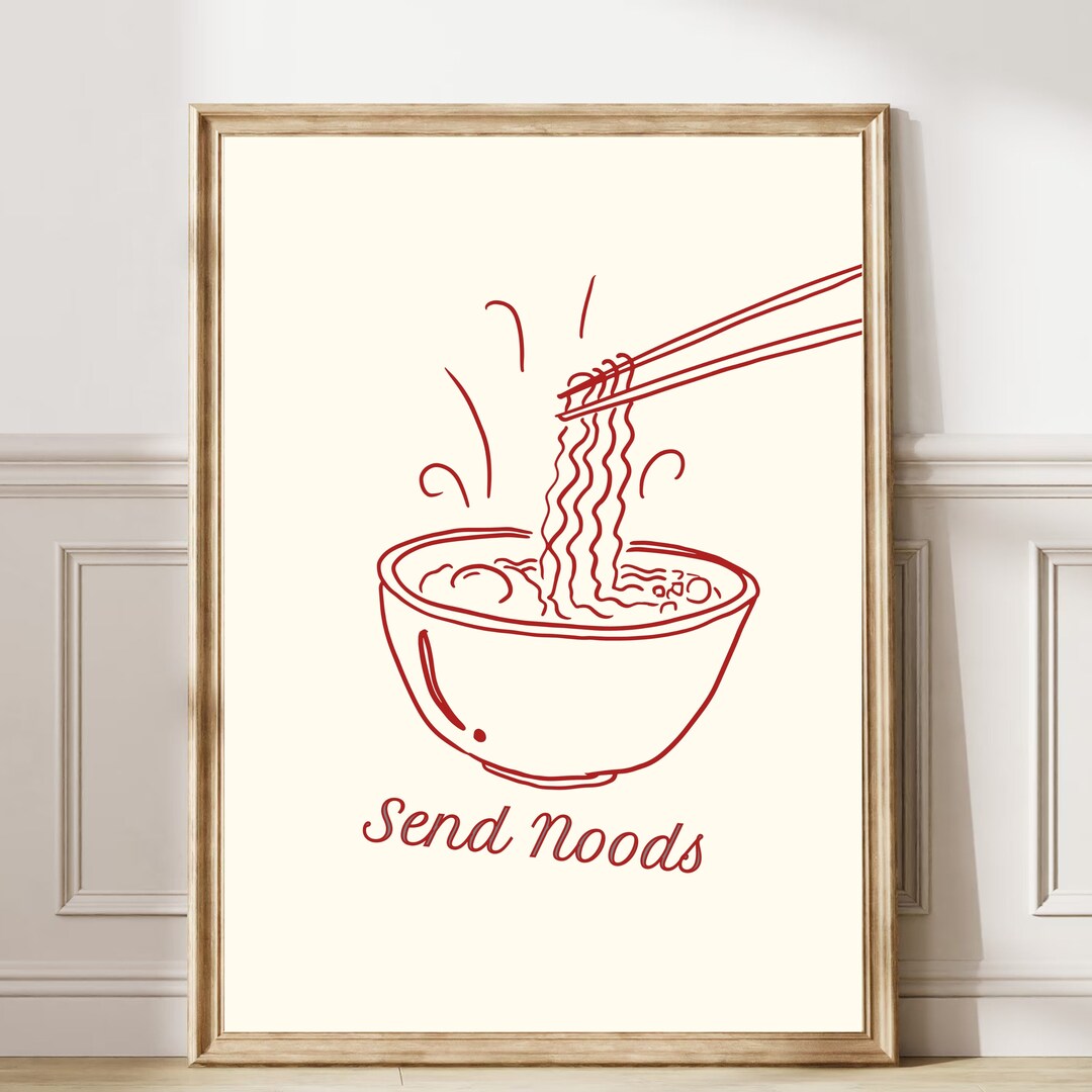 Noodles Wall Art Cute Aesthetic Kitchen Wall Art Minimalist Food Print ...