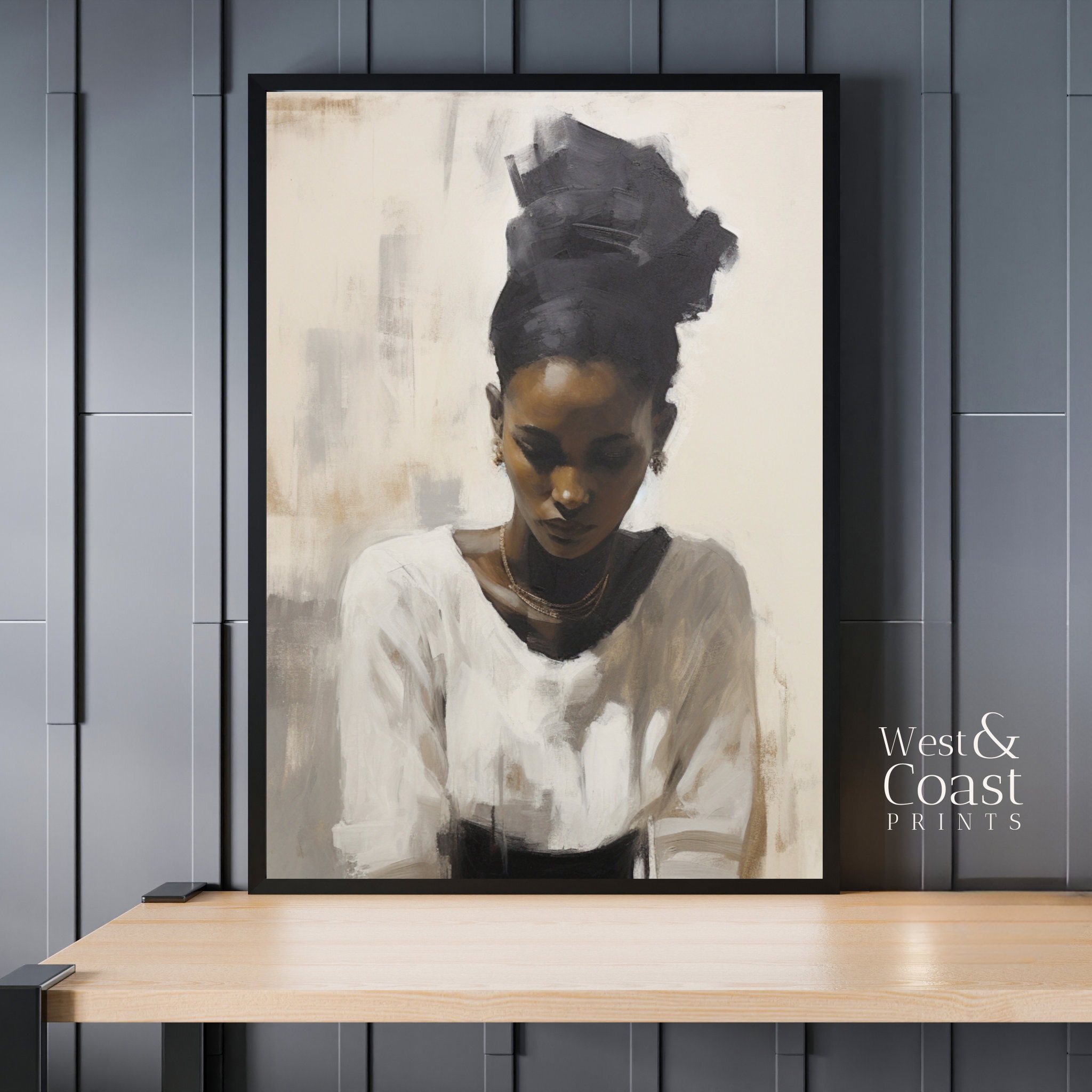 Black Art Print, Black Woman Oil Painting, Black Art Oil Painting ...