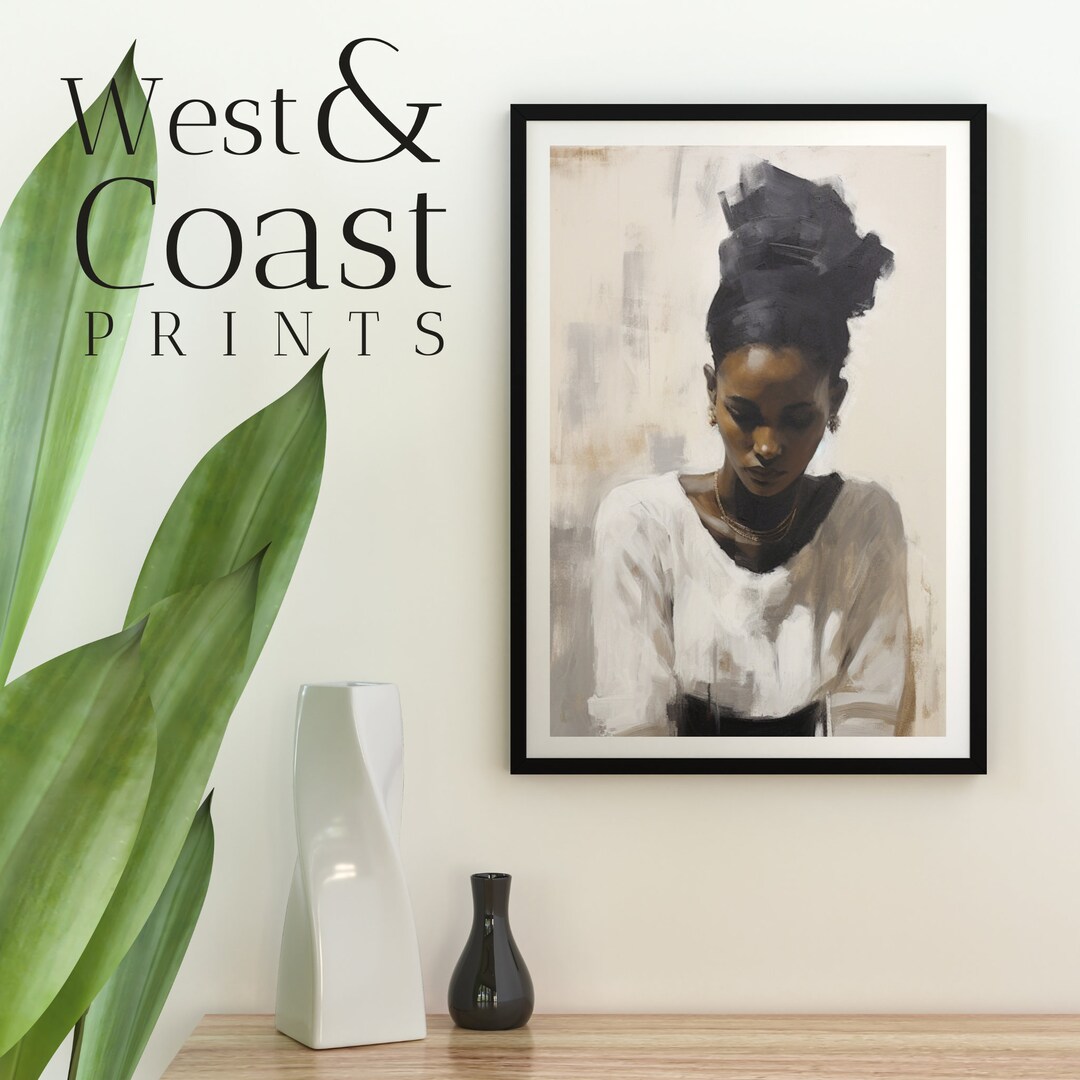 Black Art Print, Black Woman Oil Painting, Black Art Oil Painting ...