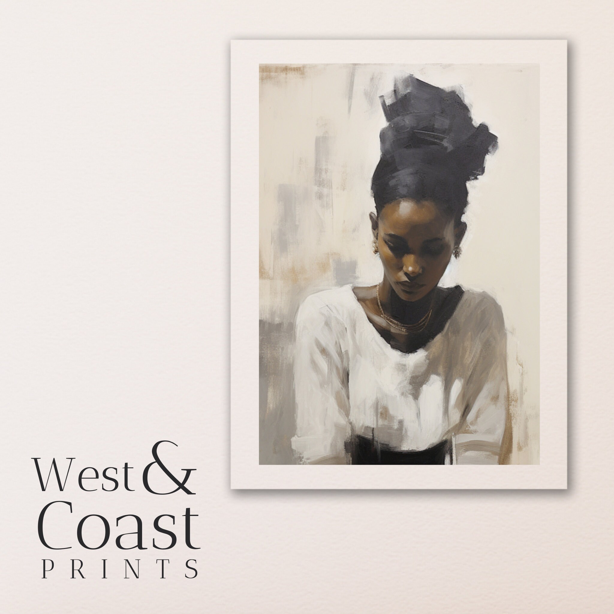 Black Art Print, Black Woman Oil Painting, Black Art Oil Painting ...