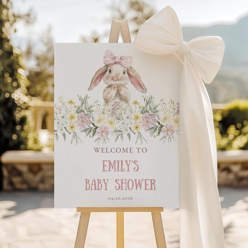 Girl Baby Shower Sign Bunny - Etsy