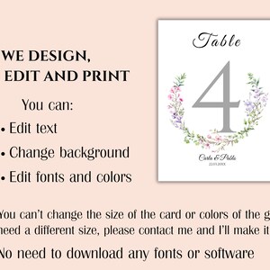 Printable Wildflower Table Numbers for Wedding, Table Numbers Template ...