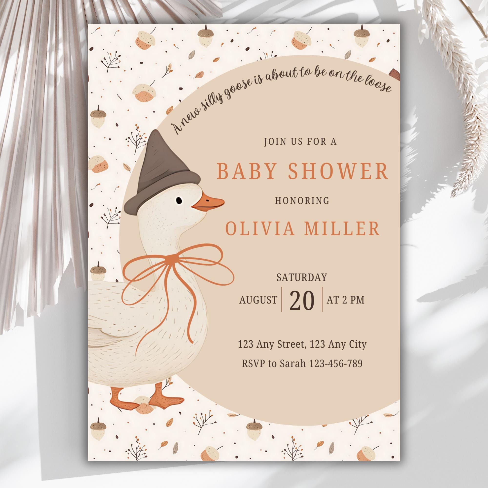 Silly Goose Baby Shower Invitation Template, Fall Baby Shower Invite ...