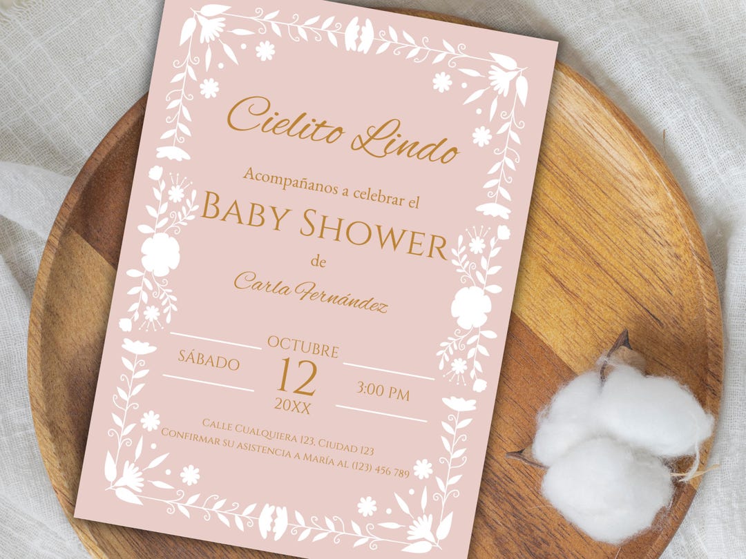 Pink Cielito Lindo Invitation Template in Spanish, Baby Shower Invite ...