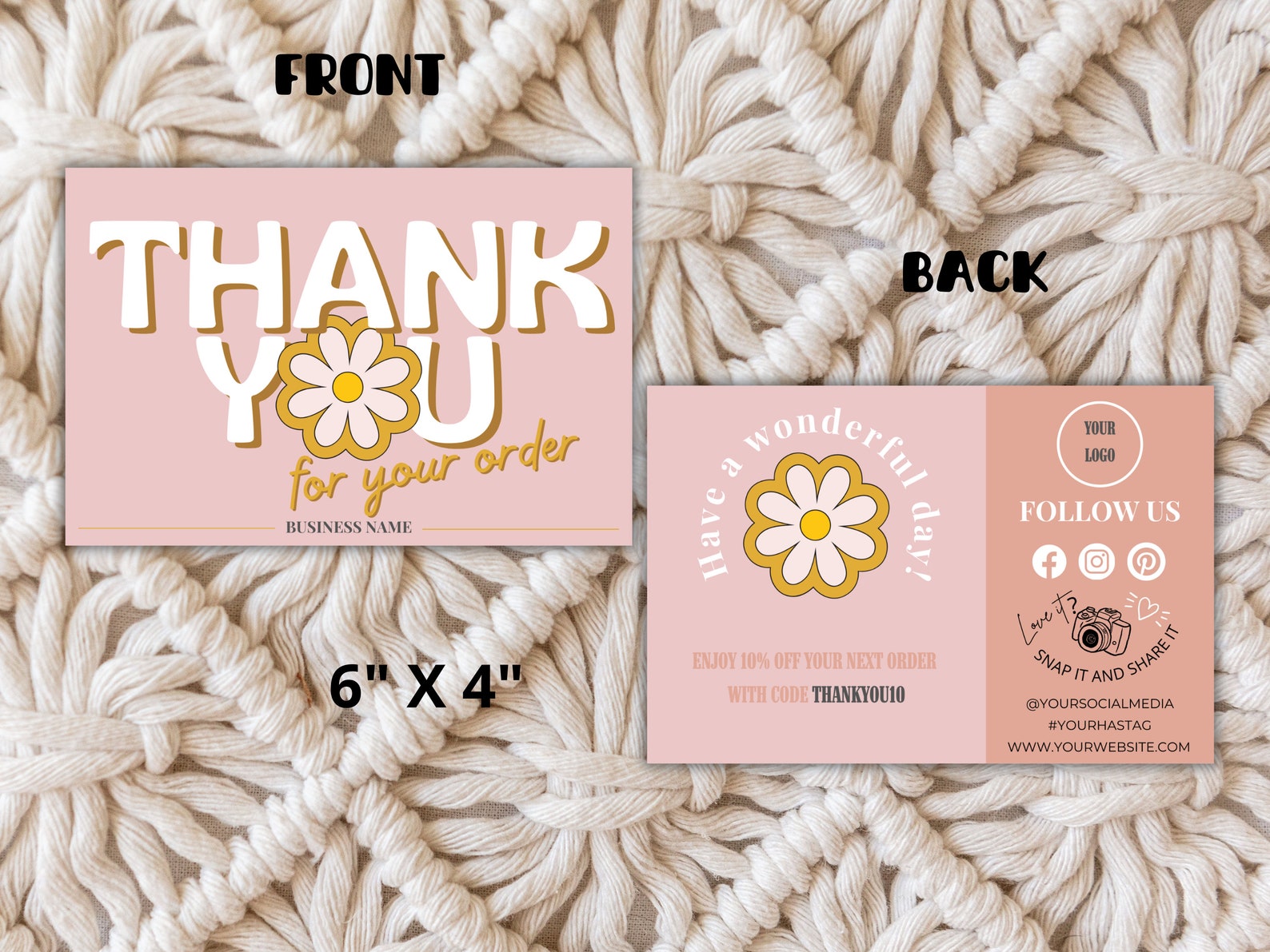 Editable Thank You Card Template for Your Small Business, Customizable Thank You for Your Order ...