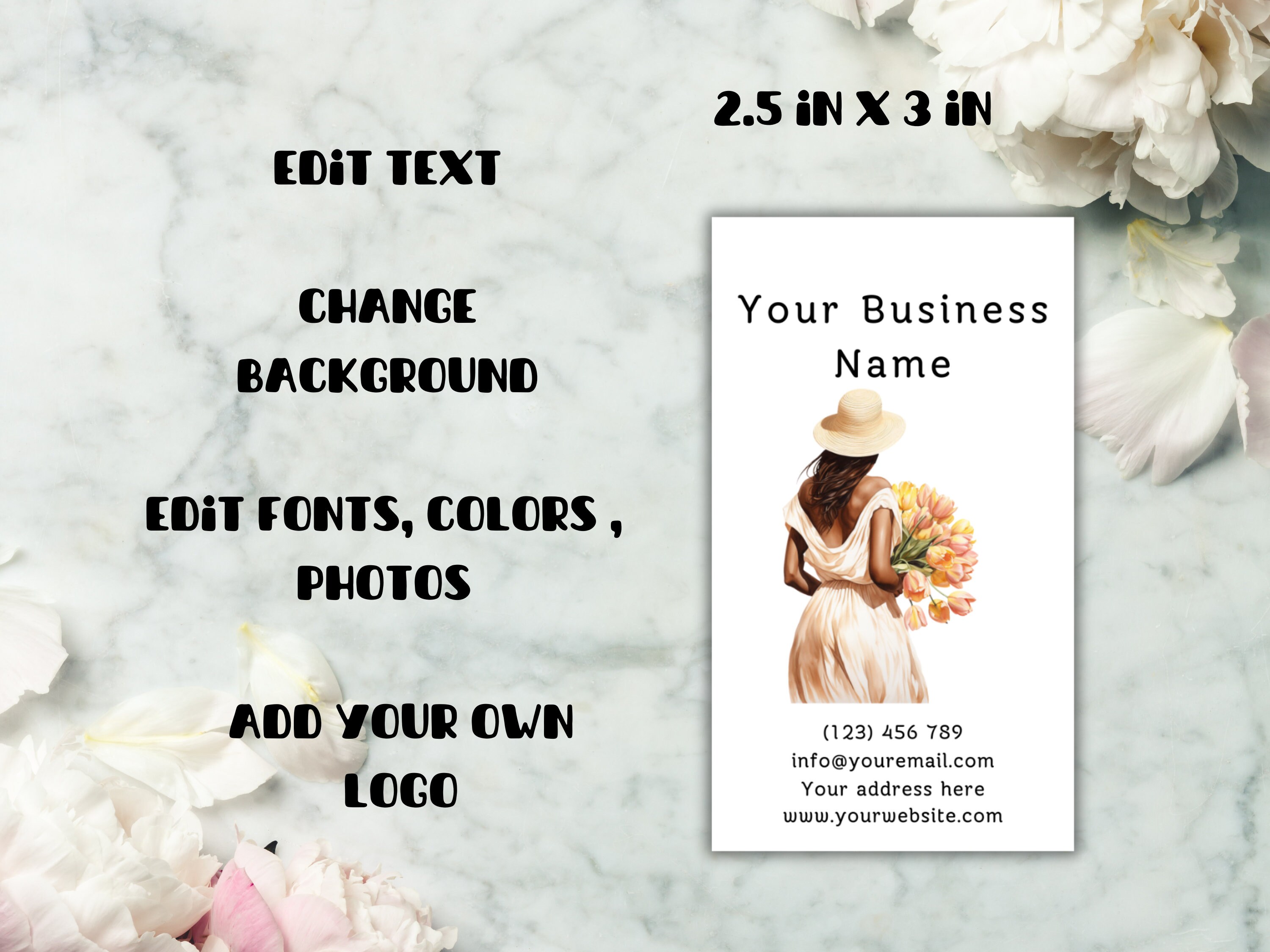 Editable Fresh Flower Care Card, Printable Florist Business Tag, Flower ...