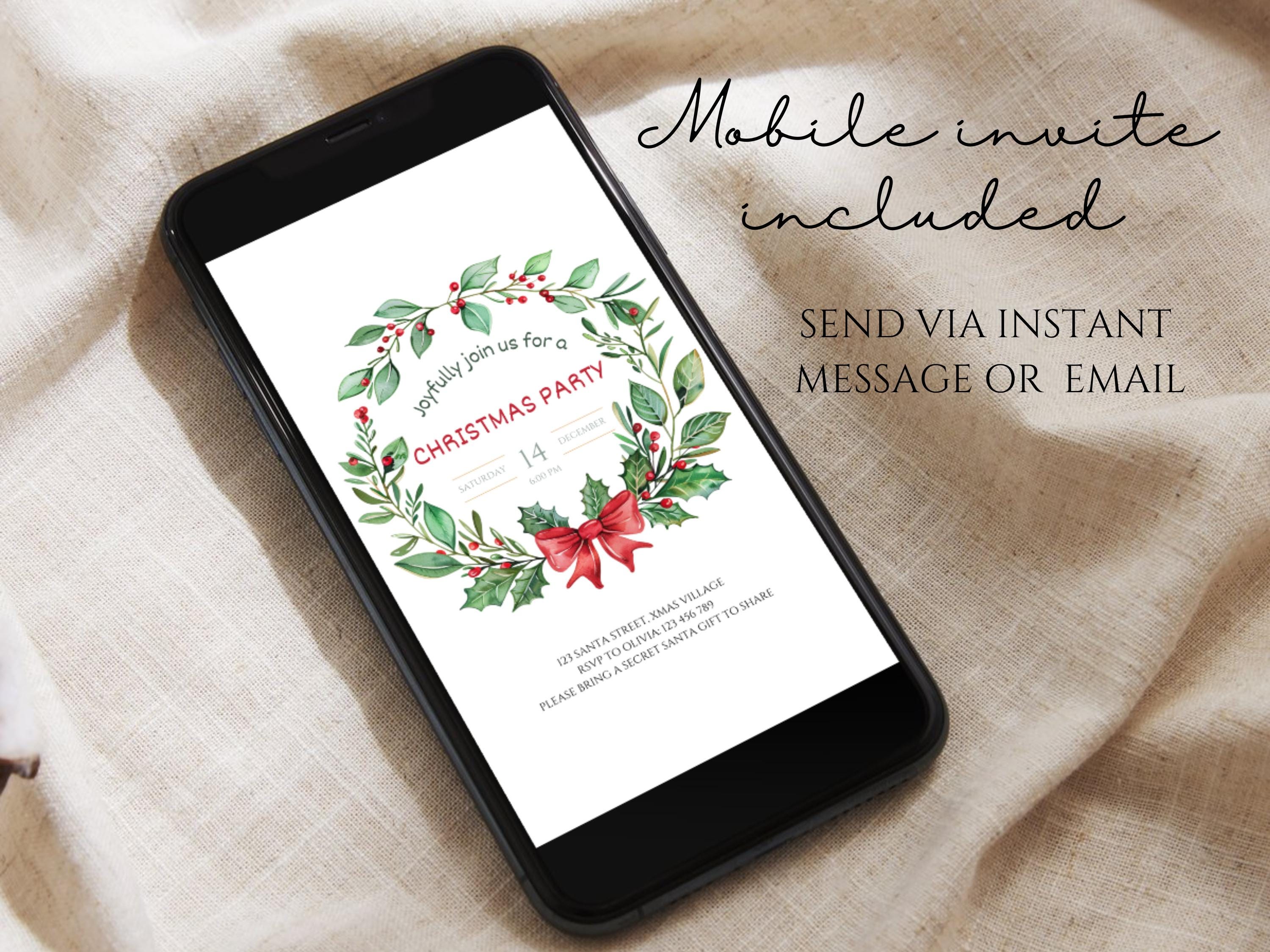 Editable Christmas Party Invitation Canva Template, Printable ...