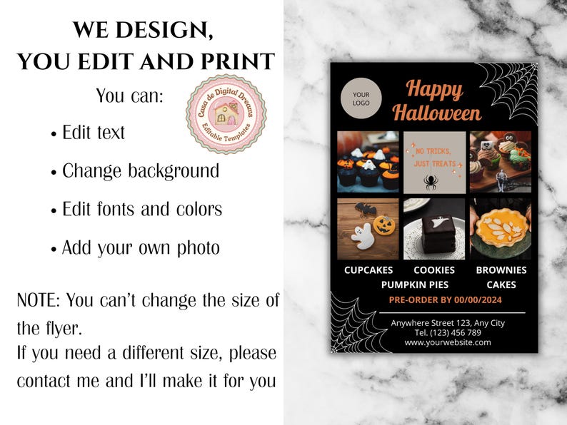 Editable Halloween Bakery Flyer, Printable Halloween Treats Template ...