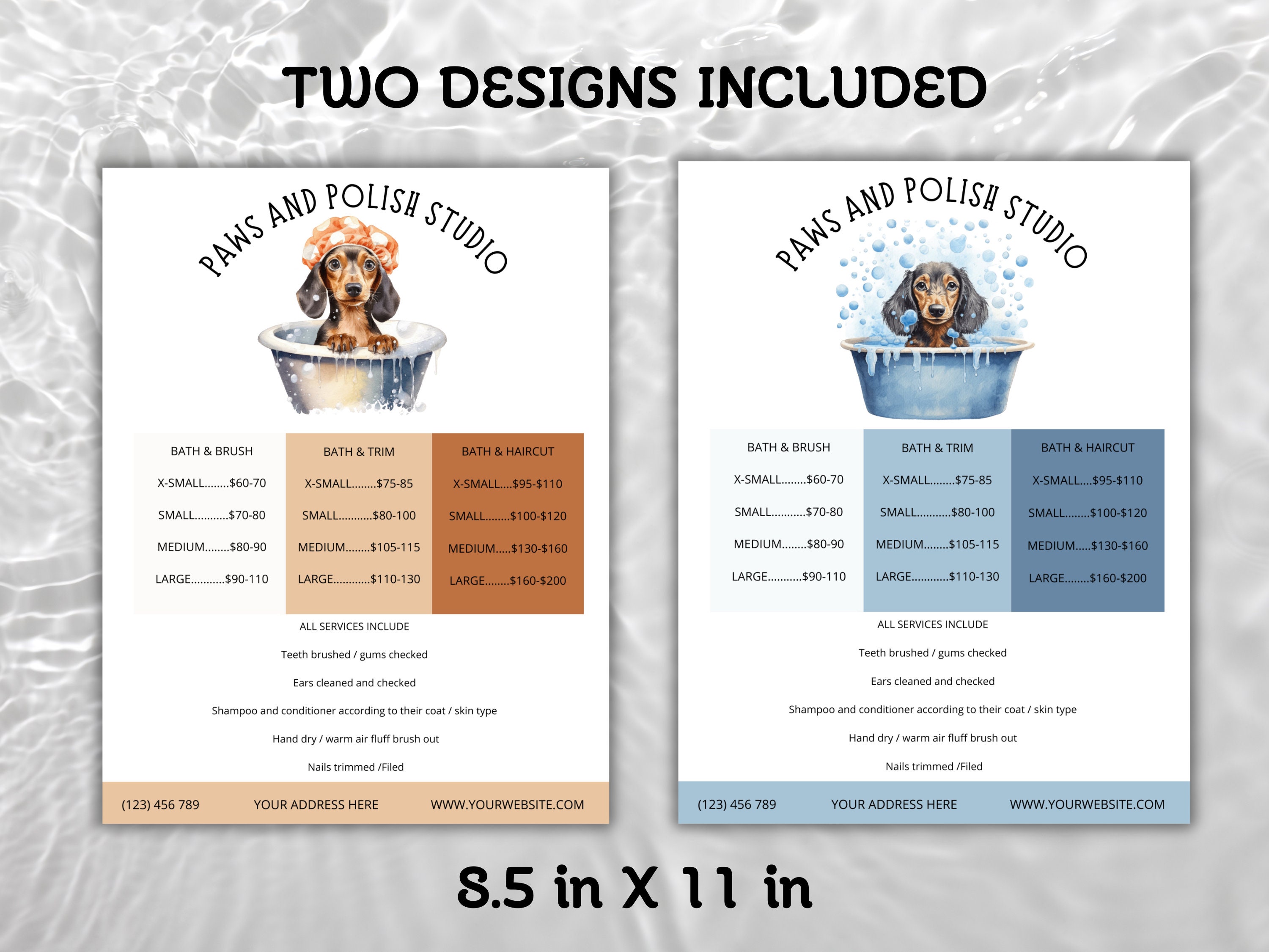 Editable Pet Salon Price List, Customizable Dog Grooming Pricelist, Dog ...