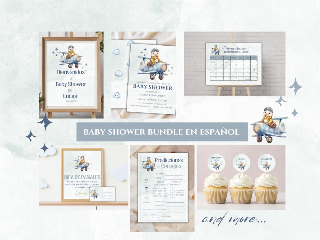 Baby Shower Bundle En Español, Editable Baby Shower Party Set in ...
