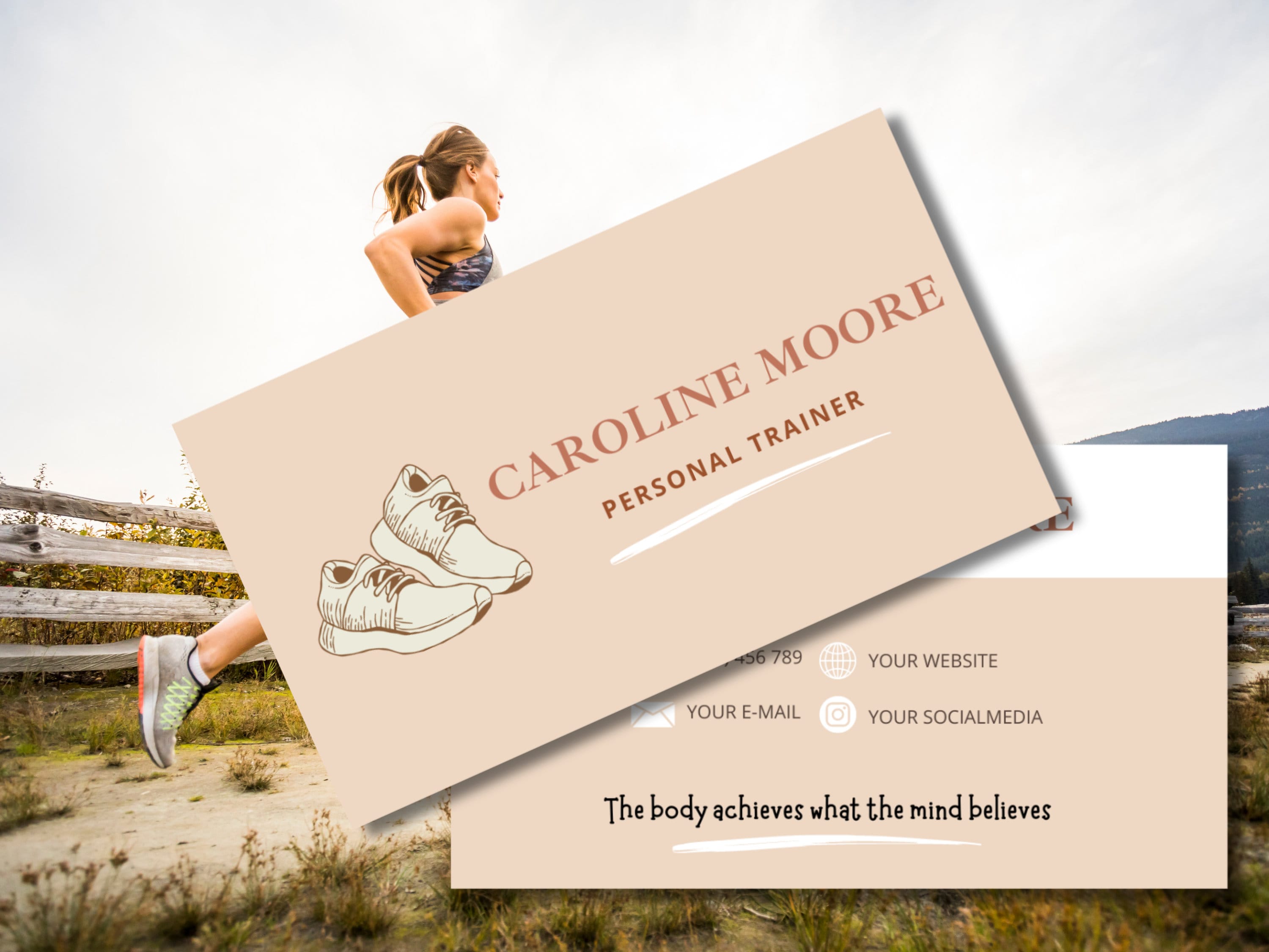 Editable Personal Trainer Business Card, Personal Coach Business Card ...