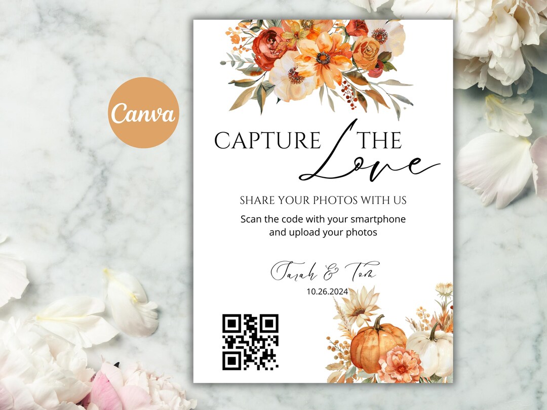 Editable Capture the Love Sign, Printable Wedding QR Code With Boho ...