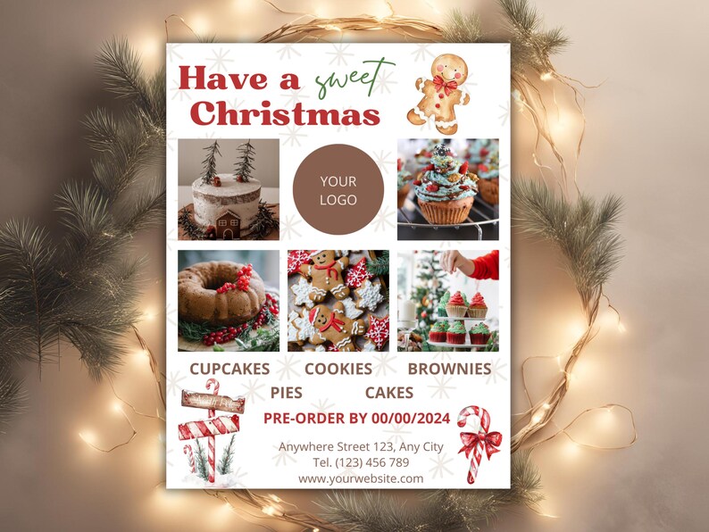 Editable Christmas Bakery Flyer, Baking Business, Bake Shop, Holiday ...