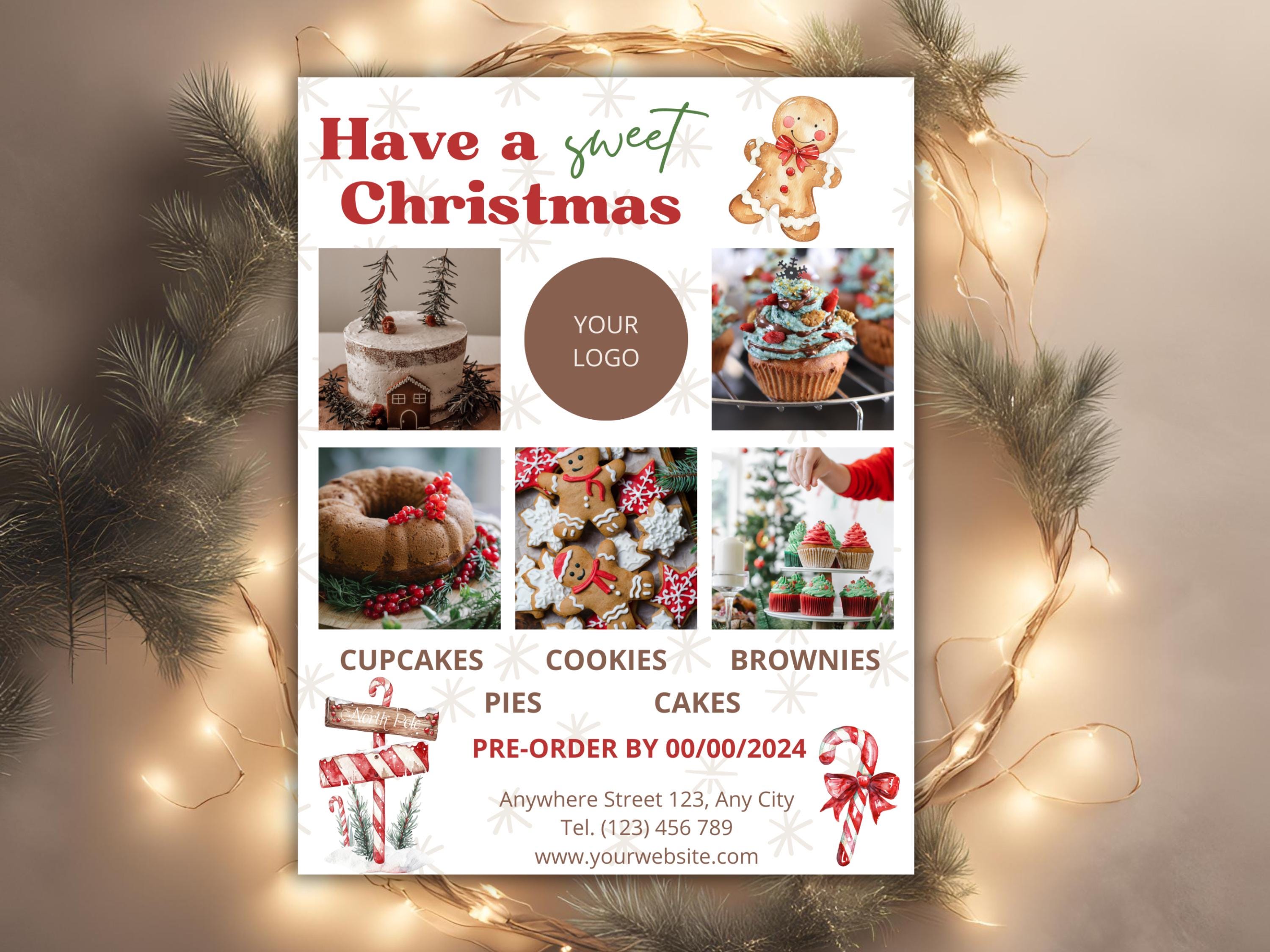 Editable Christmas Bakery Flyer, Baking Business, Bake Shop, Holiday ...