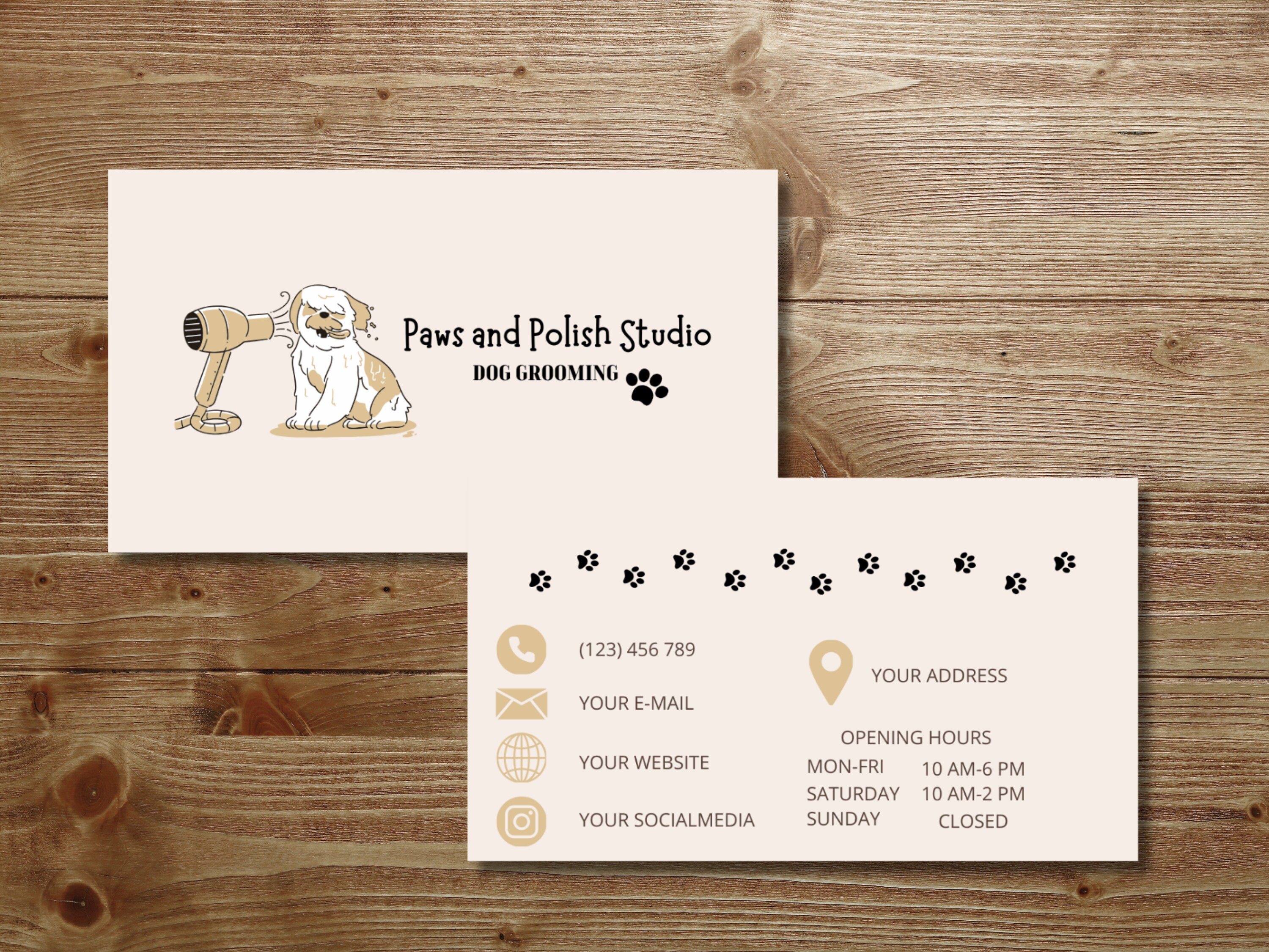 Editable Dog Grooming Business Card - Etsy