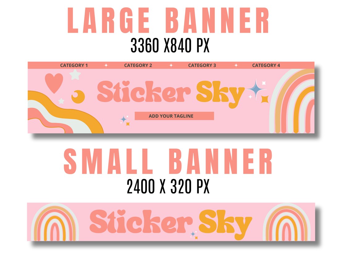 Rainbow Etsy Shop Banner Kit, Editable DIY Canva Template, Boho Etsy ...