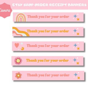 Etsy Shop Order Receipt Template, Editable in Canva, Retro Rainbow ...
