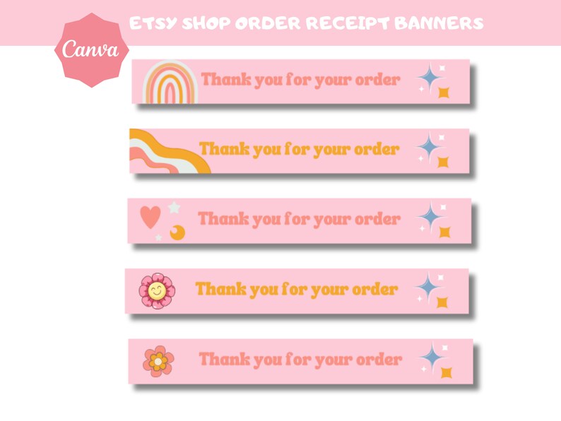 Etsy Shop Order Receipt Template, Editable in Canva, Retro Rainbow ...