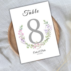Printable Wildflower Table Numbers for Wedding, Table Numbers Template ...