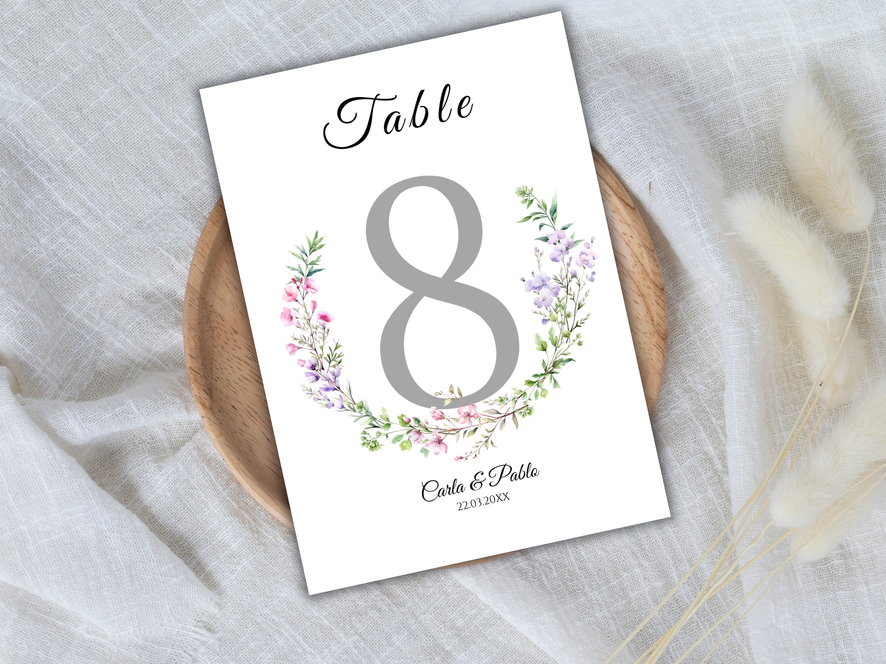Printable Wildflower Table Numbers for Wedding, Table Numbers Template ...