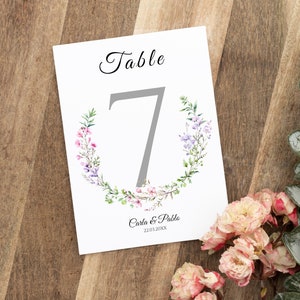 Printable Wildflower Table Numbers for Wedding, Table Numbers Template ...