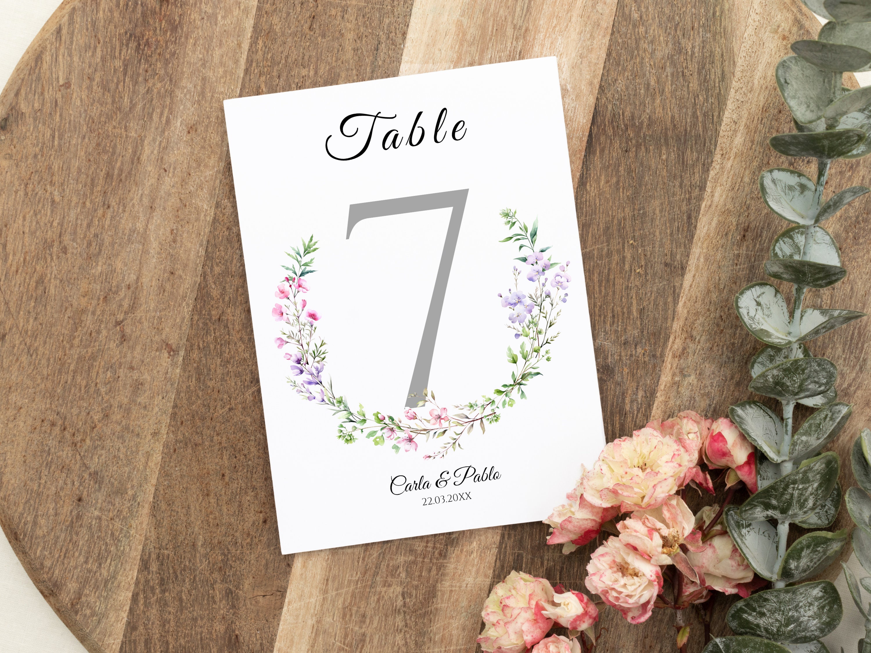 Printable Wildflower Table Numbers for Wedding, Table Numbers Template ...