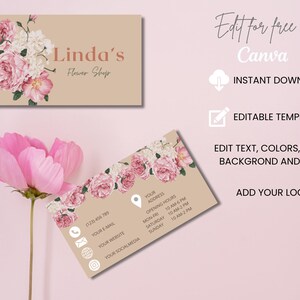 Florist Business Card Template, Editable Florist Card, Flower Shop ...
