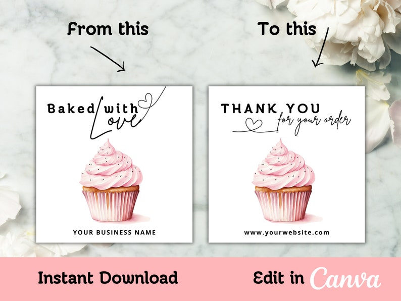 Bakery Business Thank You Card, Baked With Love Packaging Insert Card ...