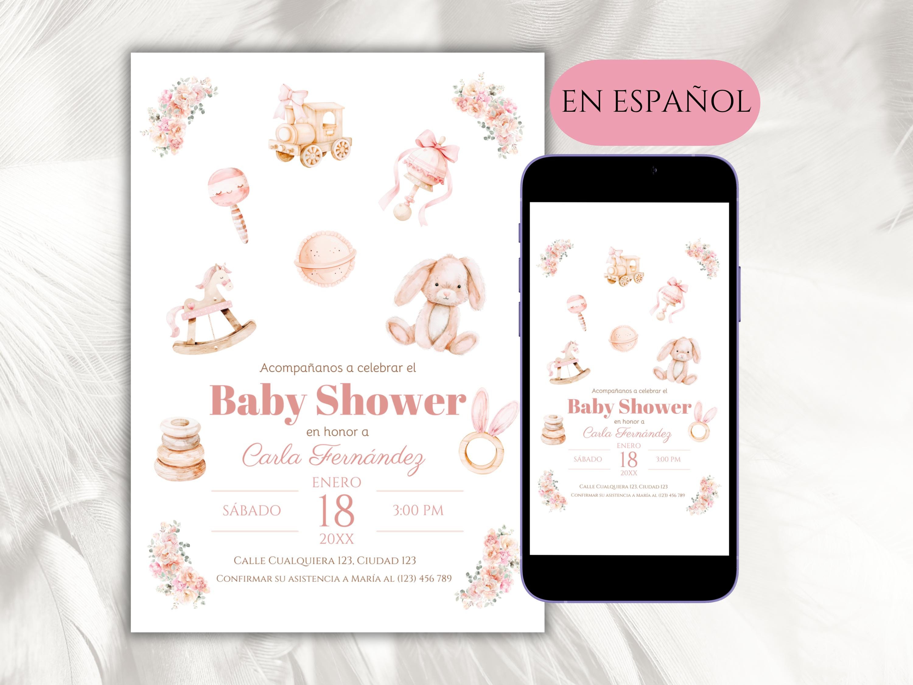 Baby Shower Spanish Invitation Template, Es Niña Invitacion, Girl Baby ...