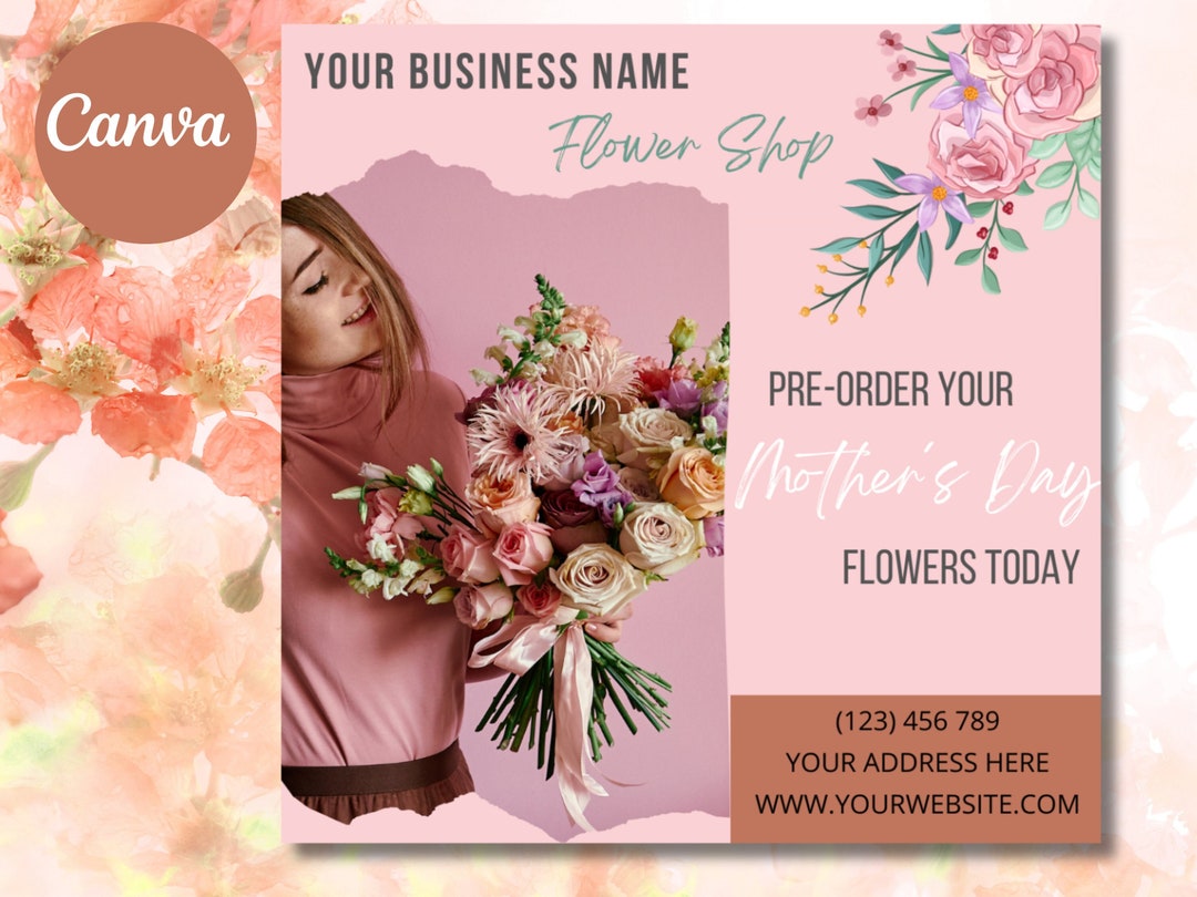 Editable Flower Shop Social Media Flyer, Instagram Florist Mothers Day ...