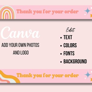 Etsy Shop Order Receipt Template, Editable in Canva, Retro Rainbow ...