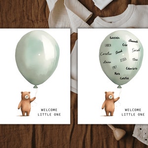 Printable Bear With Balloon Baby Shower Guest Book Sign, Baby Shower ...