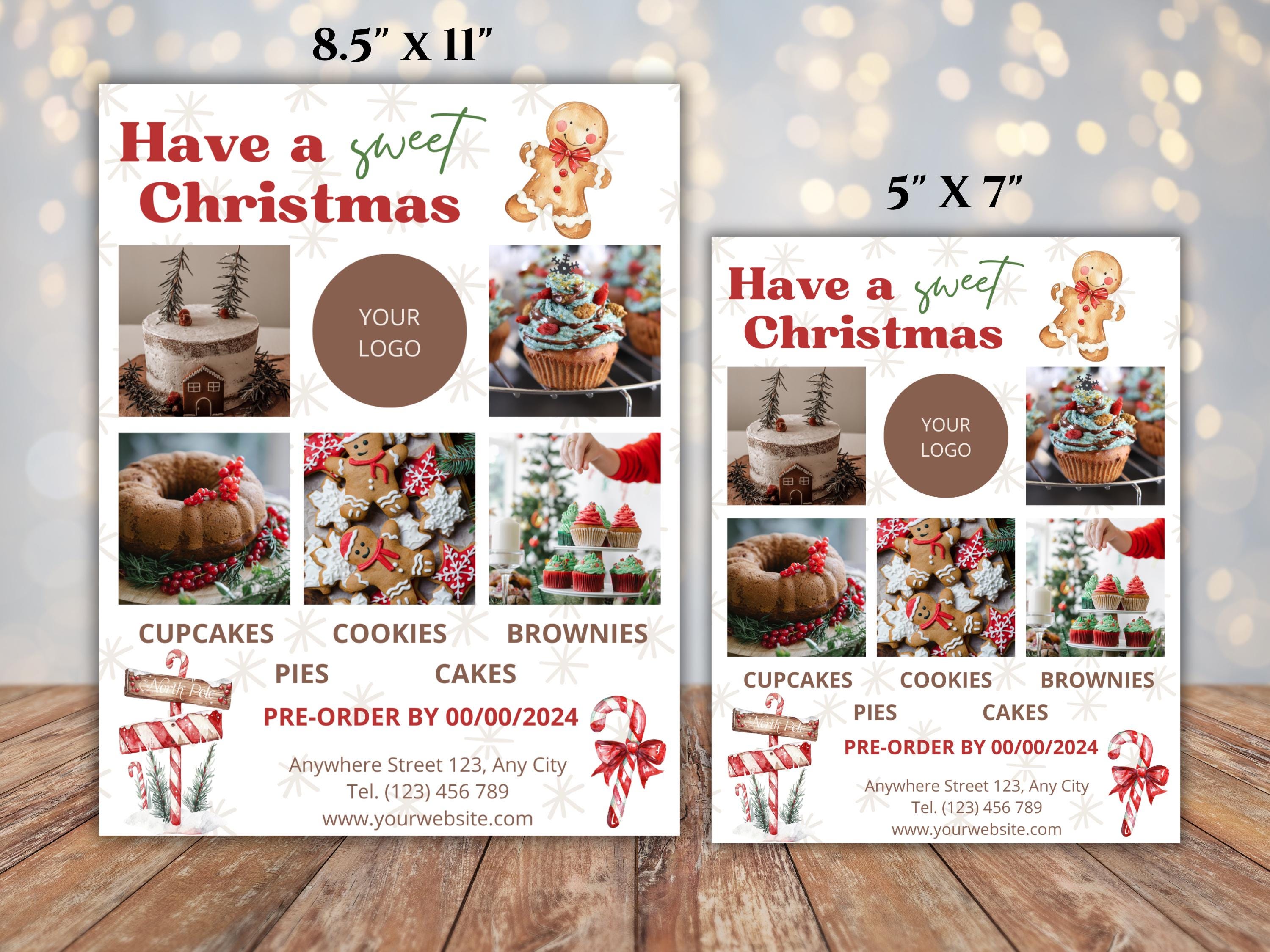 Editable Christmas Bakery Flyer, Baking Business, Bake Shop, Holiday ...