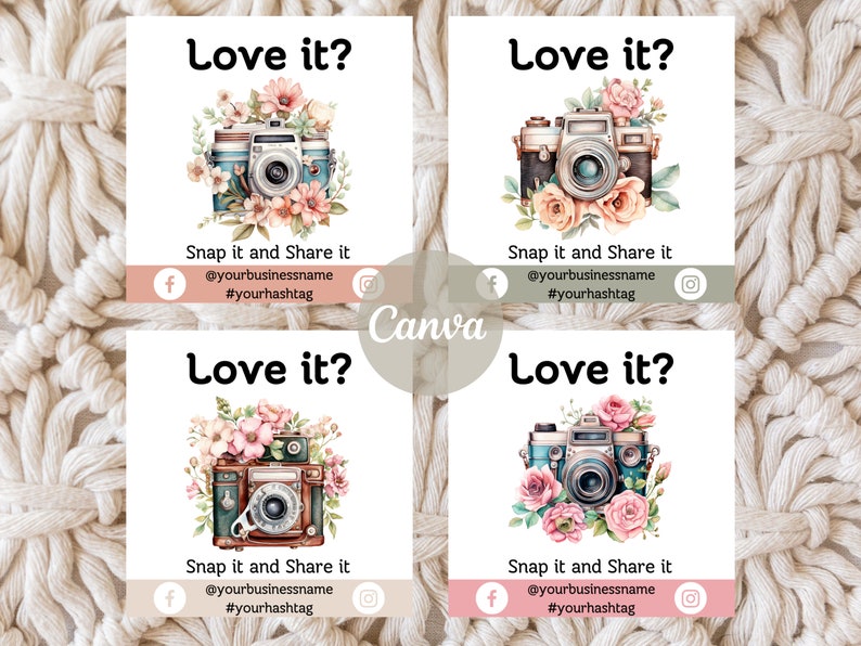 Editable Snap It and Share It Card, Customizable Packaging Insert ...