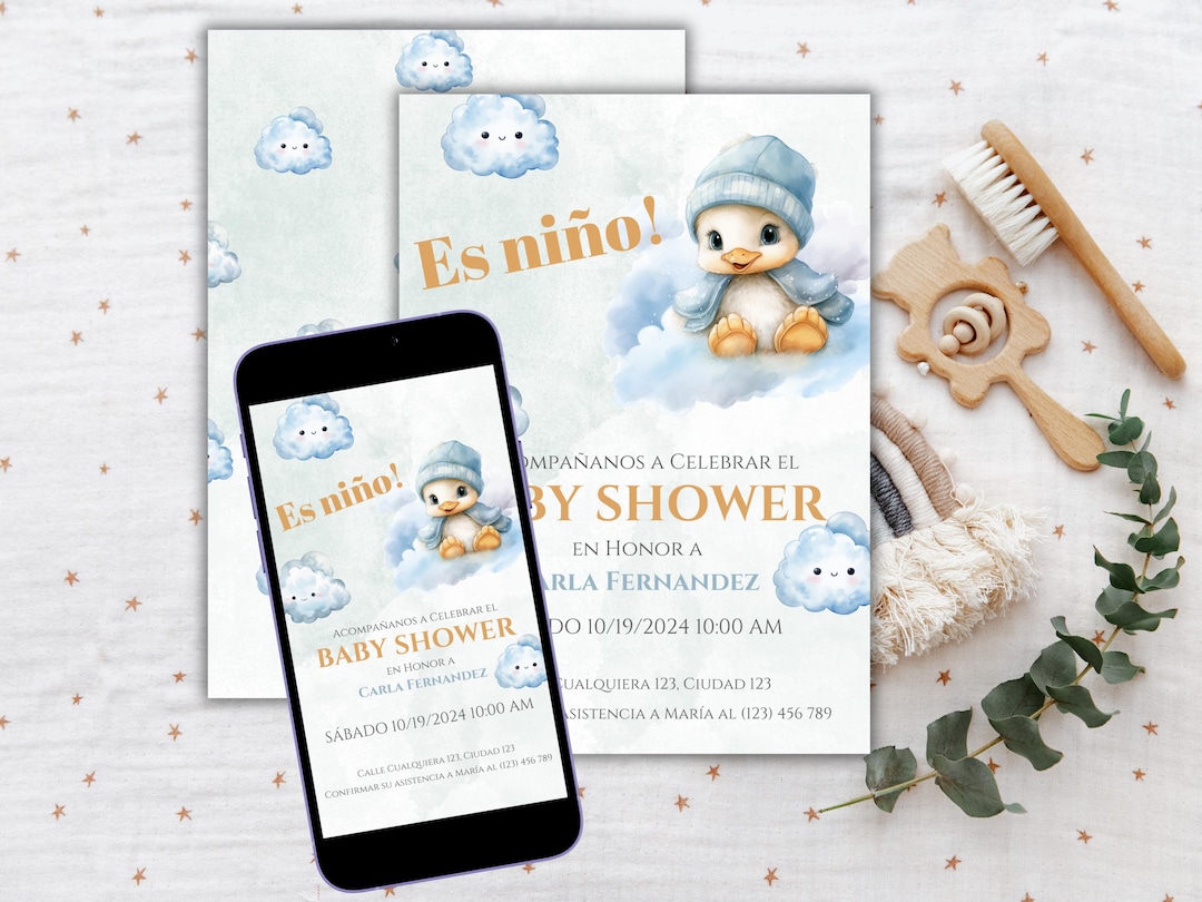Spanish Baby Shower Invitation, Editable Baby Shower E-invite, Dusty ...